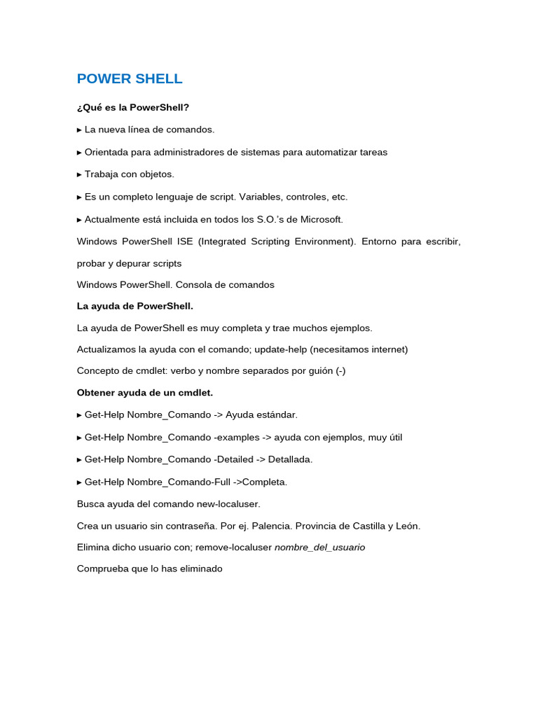 Introducción a PowerShell y Scripts | PDF | Lenguaje de escritura ...
