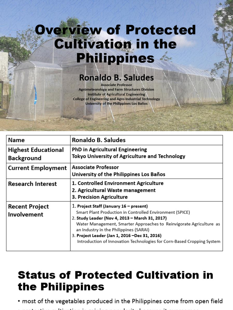 Protected Cultivation in the Philippines | PDF | Agriculture | Greenhouse