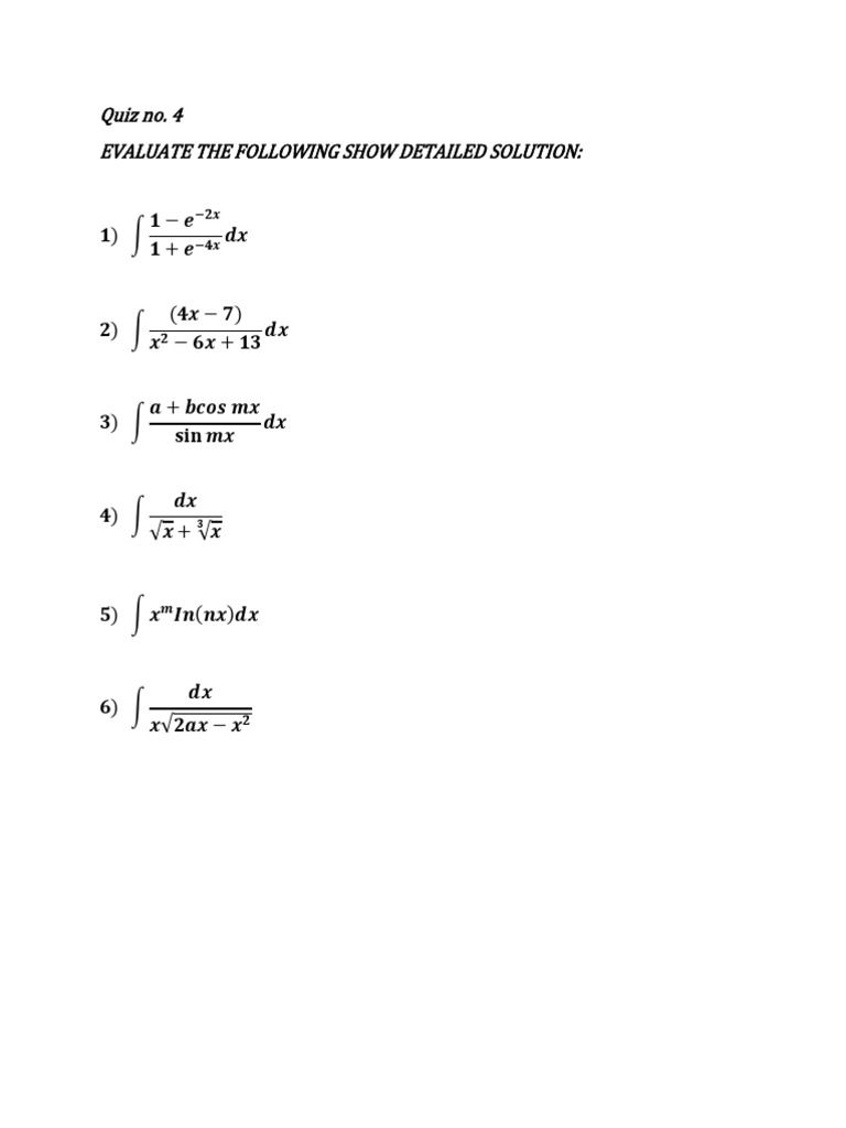 Quiz 4 Integral Calculus | PDF