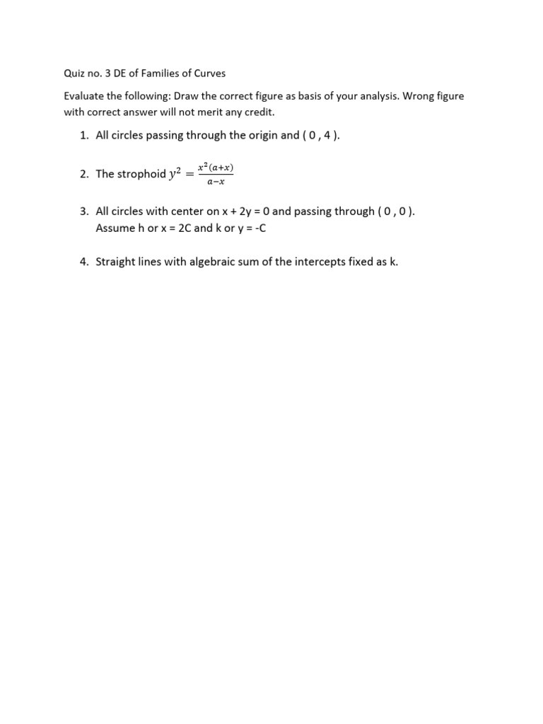Differential Equations Curve Quiz | PDF