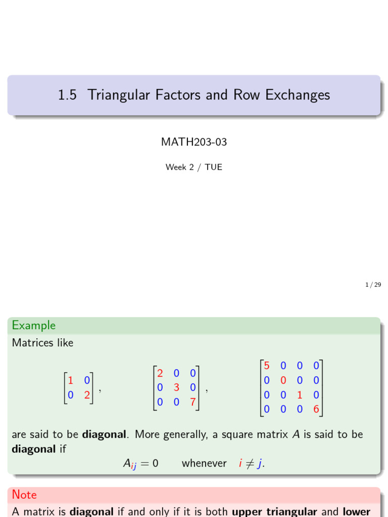 1.5 Triangular Factors and Row Exchanges | PDF | Matrix (Mathematics) | Mathematical Physics