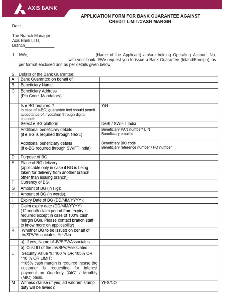 Annexure1 - BG Application Format 2024 | PDF | Banks | Credit