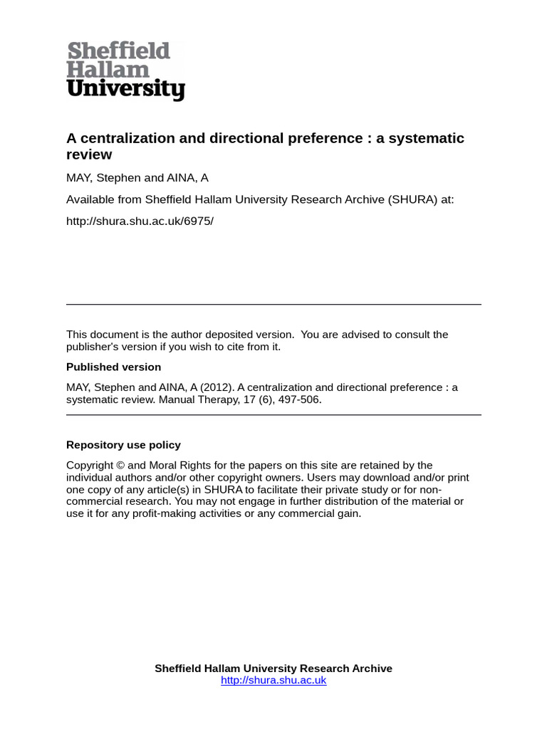 A Centralization and Directional Preferencen A Systematic Review | PDF ...