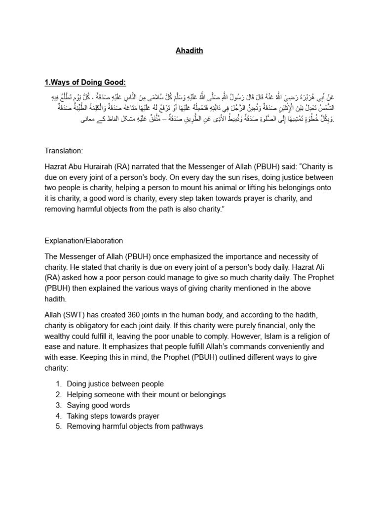Charity and Reconciliation in Islam | PDF | Hadith | Muhammad