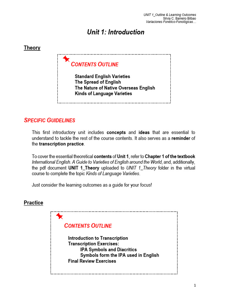 UNIT - 1 - Outlines, Guidelines and Outcomes | PDF | Languages ...
