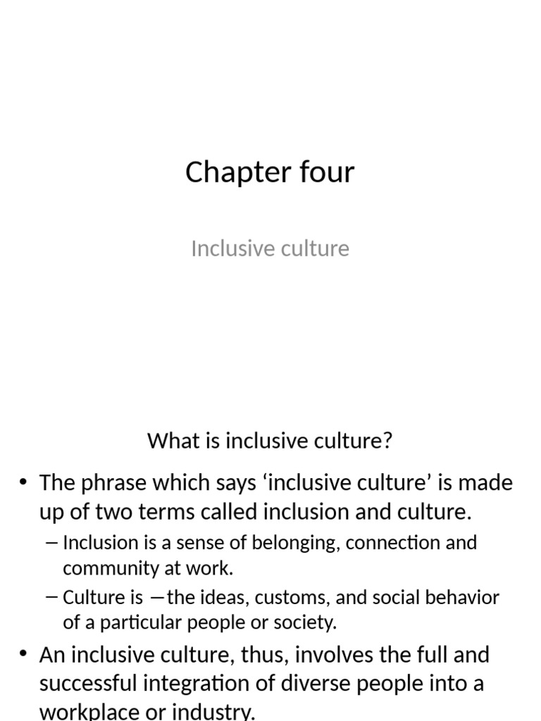 Chapter Four Inclusive Culture | PDF | Recruitment | Accessibility