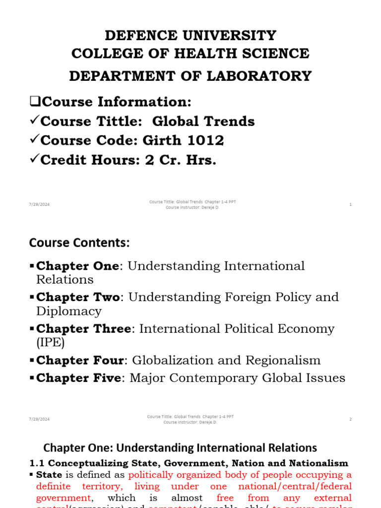 Global Trends in International Relations | PDF | Aids | Tariff