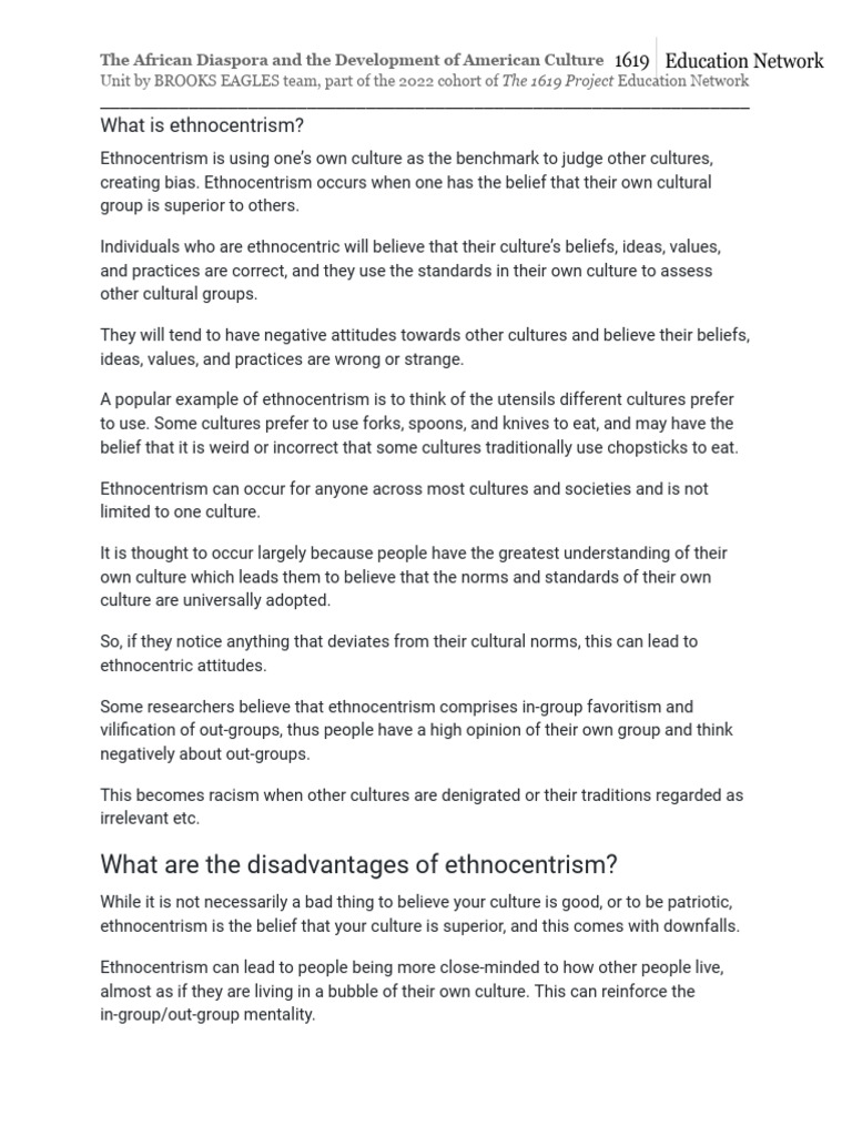 Ethnocentrism Explained | PDF | Racism | Discrimination & Race Relations