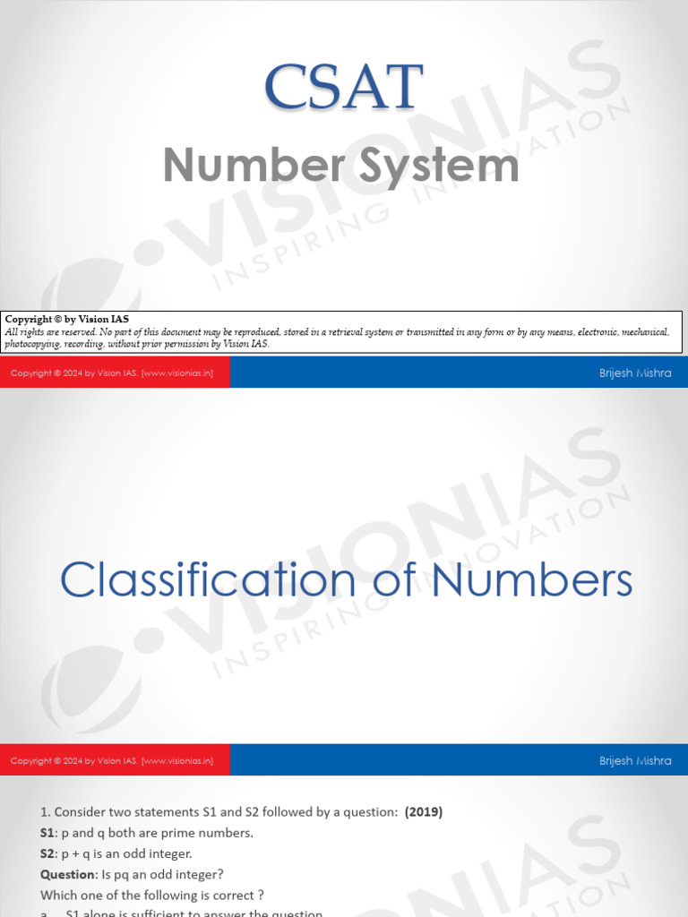 Number System - Topic Wise With Answer Key | PDF | Prime Number | Numbers