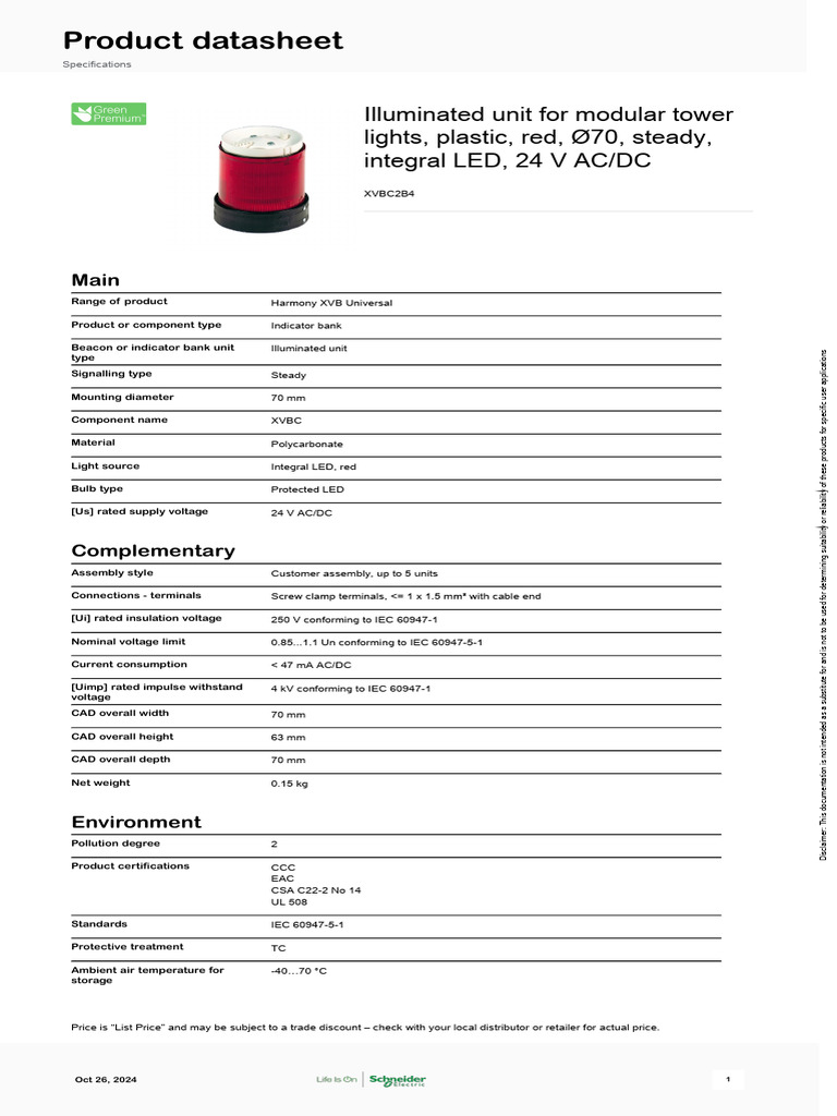 Schneider Electric - Harmony-XVB - XVBC2B4 | PDF | Components | Power ...
