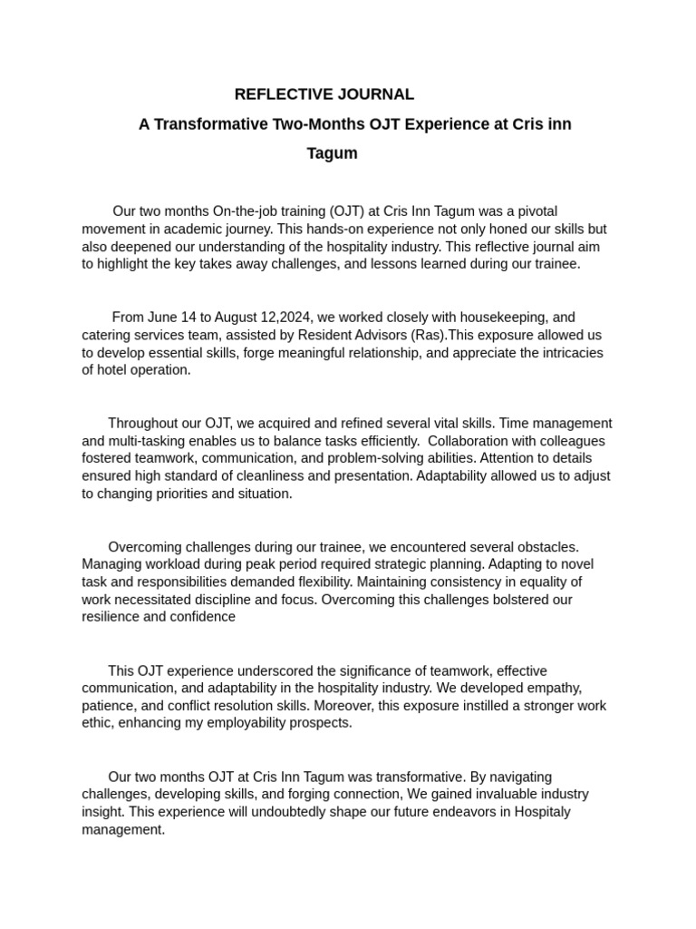 Reflective Journal | PDF