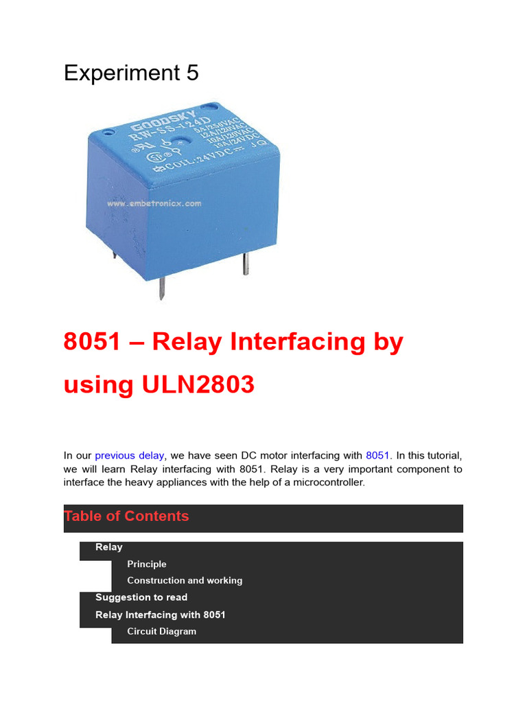 experiment5 | PDF | Relay | Electrical Engineering