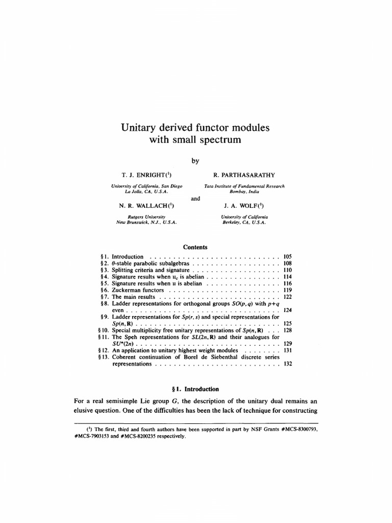 Unitary derived functor modules with small spectrum | PDF ...