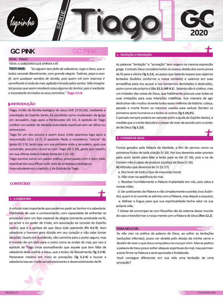 Estudo sobre Tiago - Parte 1 | PDF | Epístola de Tiago | Fé