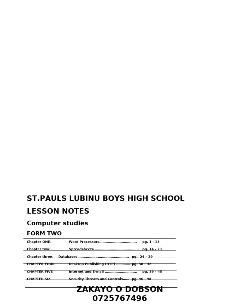 Combined Form Two Notes | PDF | Window (Computing) | Word Processor