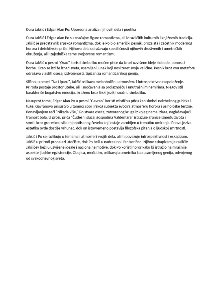 Đura Jakšić I Edgar Alan Po | PDF