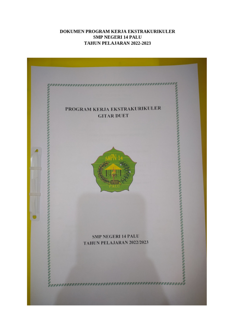 DOKUMEN PROGRAM KERJA EKSTRAKURIKULER | PDF