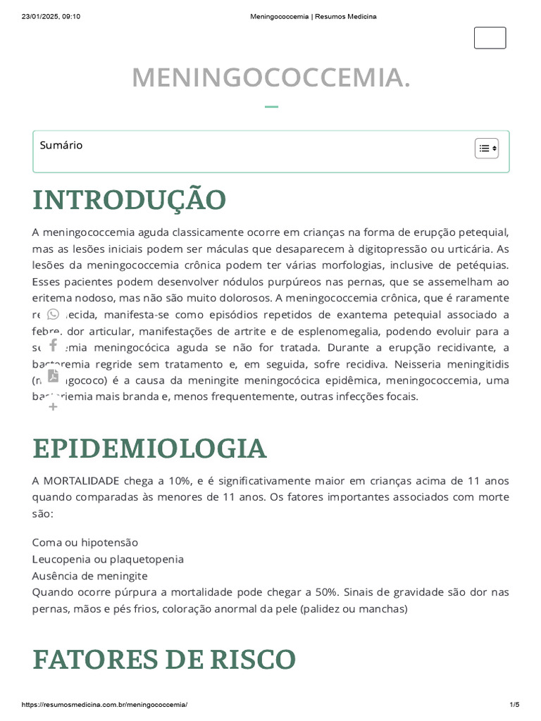 Meningococcemia: Sintomas e Tratamento | PDF | Doenças e distúrbios ...