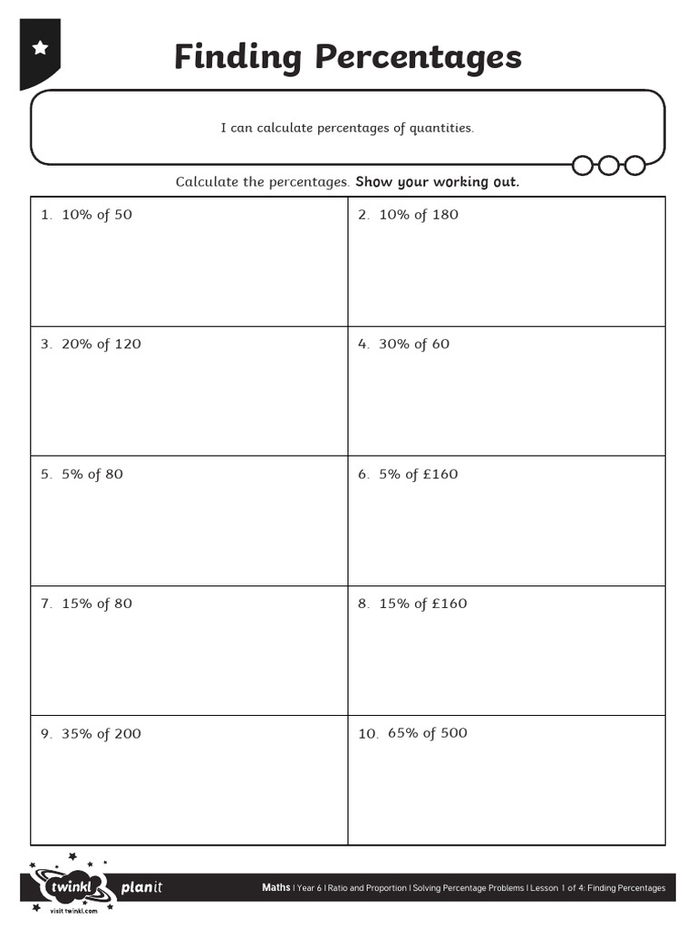 t2 M 4081 Finding Percentages Differentiated Activity Sheets - Ver - 1 ...