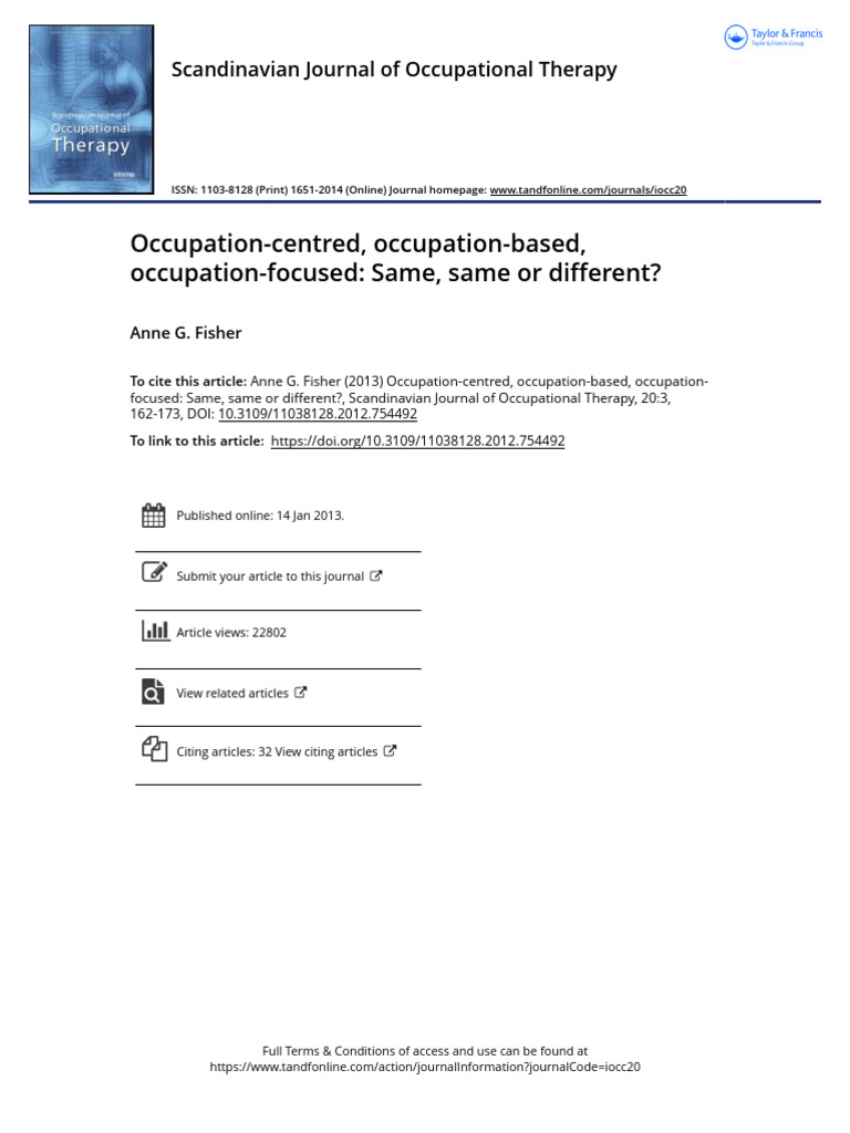 Occupation-Centred Occupation-Based Occupation-Focused Same Same or ...