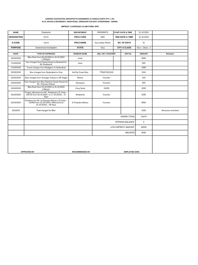 IMPREST 1 EXPENSES CLAIM - Imprest | PDF | Gasoline | Filling Station