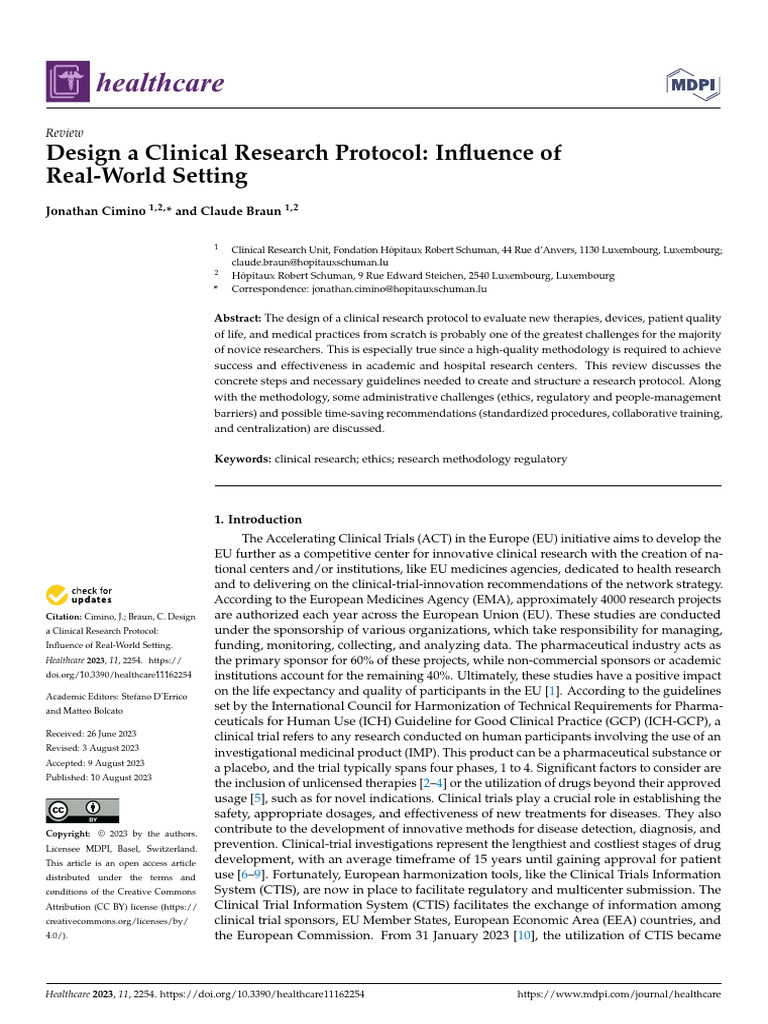 Design A Clinical Research Protocol Influence of Real-World Setting ...