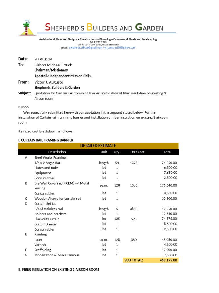 Quotation | PDF | Framing (Construction) | Building Technology