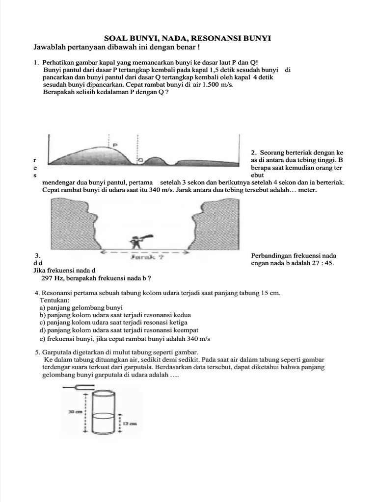 PDF Soal Bunyi Nada Dan Resonansi - Compress | PDF