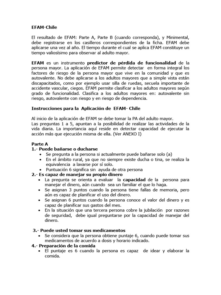 Evaluación Funcional Adulto Mayor (EFAM) | PDF | Hipertensión | Memoria