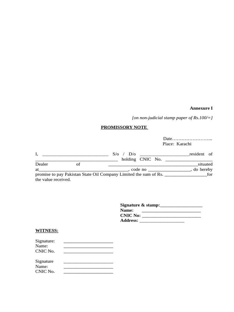 Promissory Note Template for Dealers | PDF