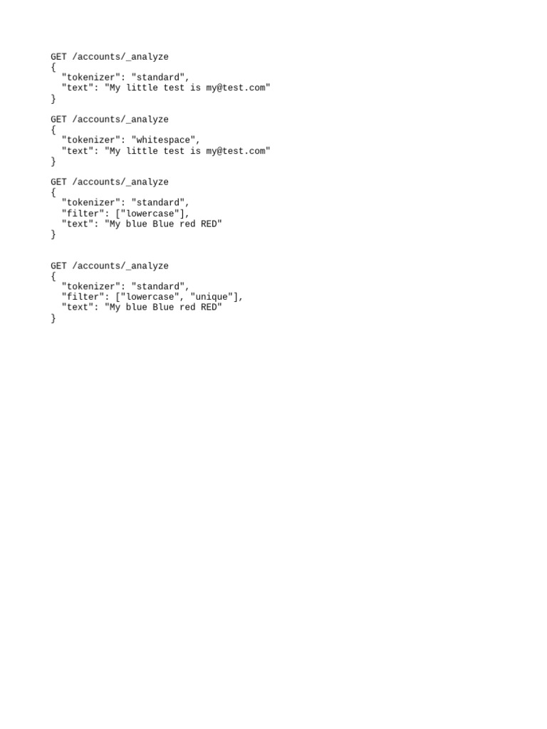 Elasticsearch Tokenizer Analysis | PDF