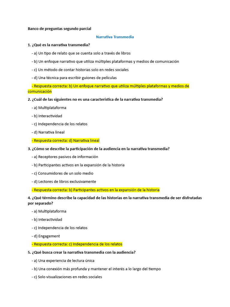 Banco de Preguntas Segundo Parcial | PDF | Comunicación humana