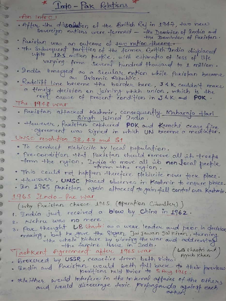 Indo - Pak Relations (2024) | PDF