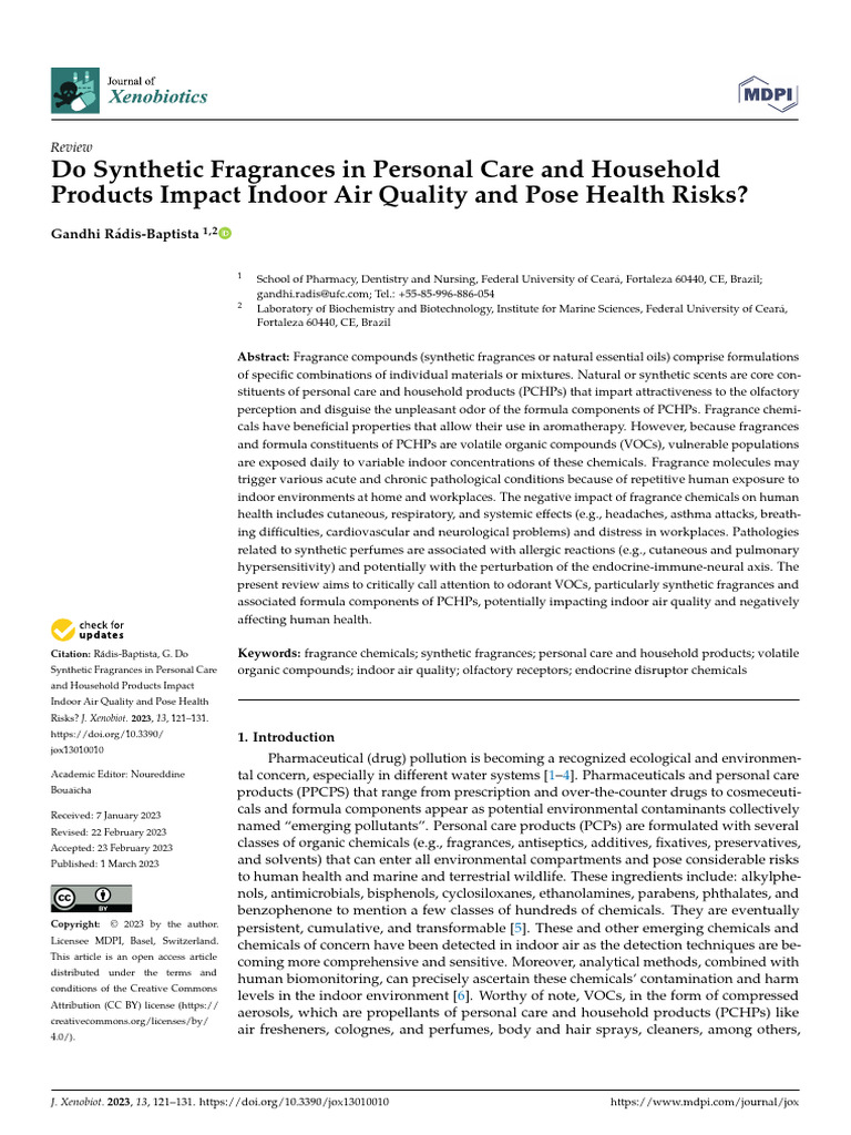 Do Synthetic Fragrances in Personal Care and Household | PDF | Volatile ...