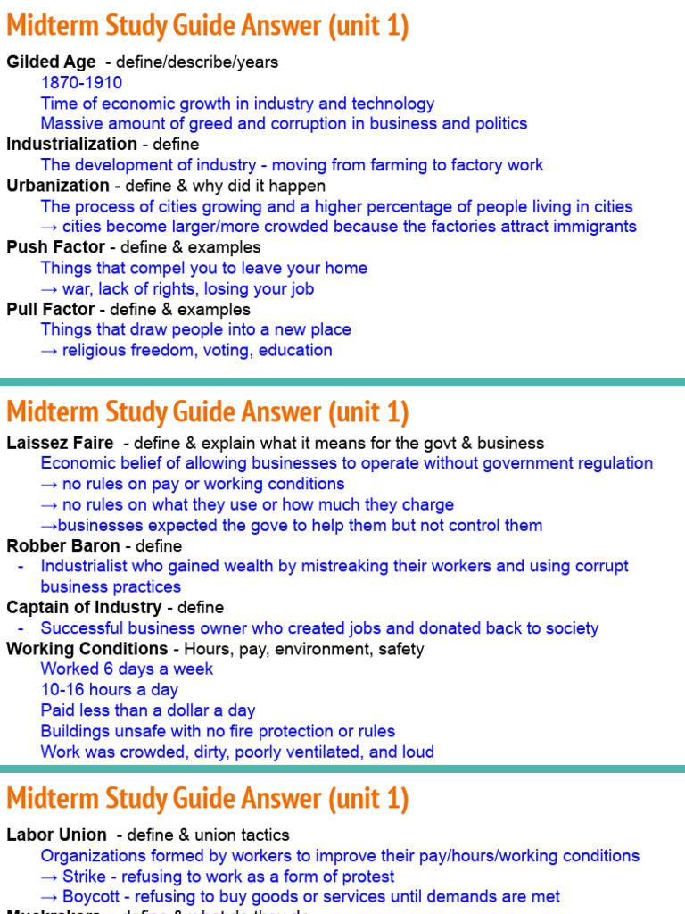 Midterm Study Guide Answer | PDF | Economies
