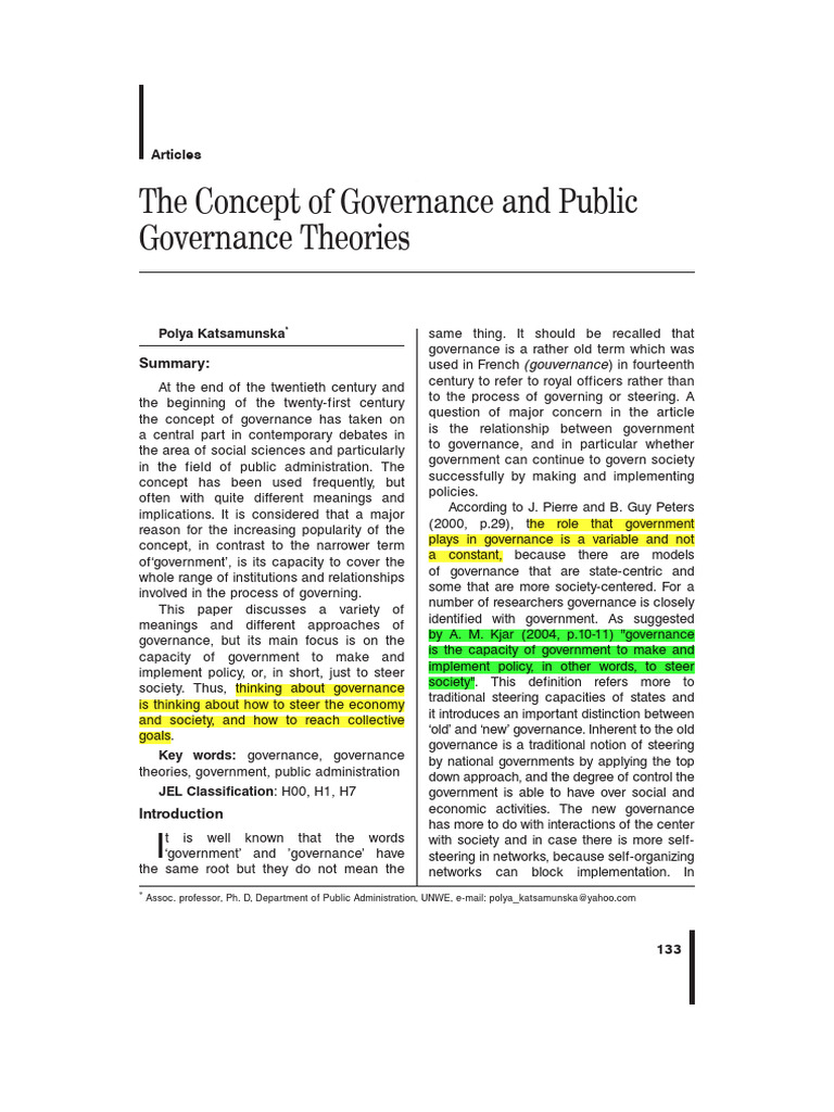 Understanding Public Governance Theory | PDF | Governance | Market ...