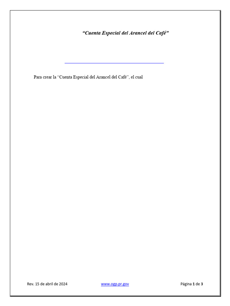 Cuenta Especial Arancel Café Ley 166 | PDF | Agricultura | Puerto Rico