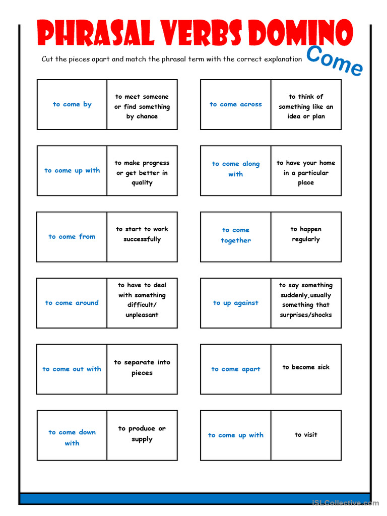 Phrasal Verb Domino - Come | PDF