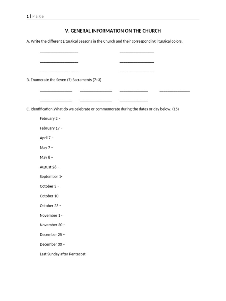 Test 5general Information On The Church | PDF | Jesus | Disciple ...