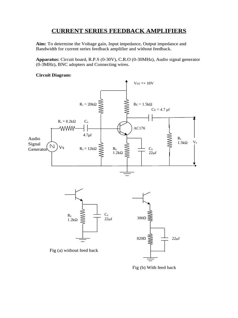 Current Series Feedback Amplifier Analysis | PDF | Amplifier ...