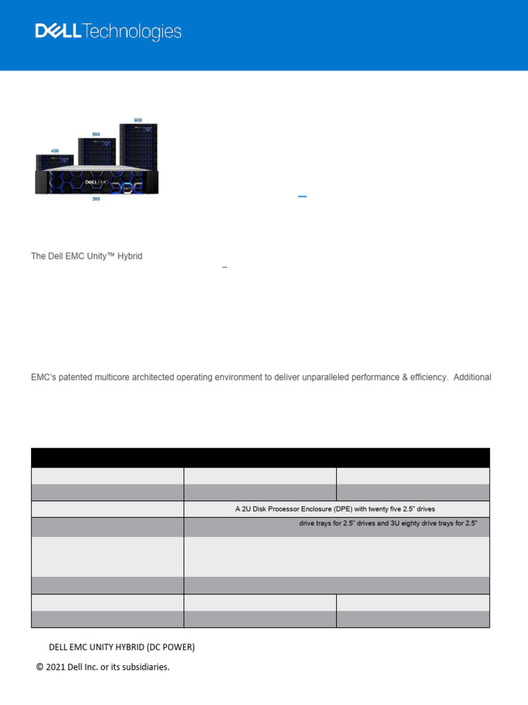 DELL EMC UNITY HYBRID STORAGE | PDF | Solid State Drive | Computer Data