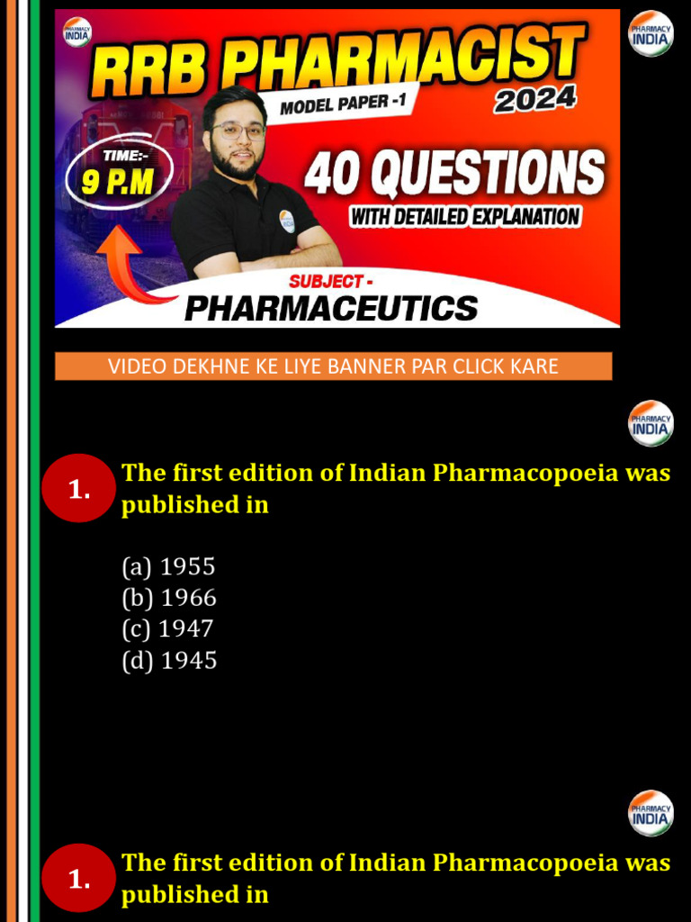 Rrb Model Paper 1 Pcuetics | PDF | Solubility | Tablet (Pharmacy)