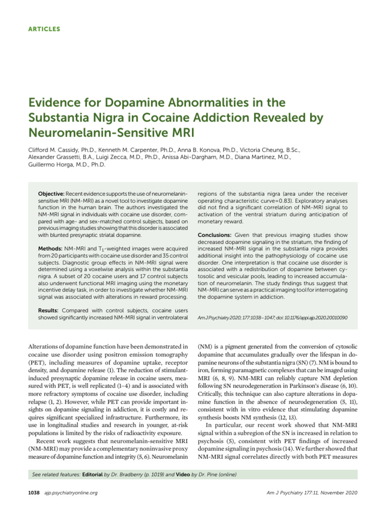 Evidence for Dopamine Abnormalities in The | PDF | Dopamine | Chemical Synapse