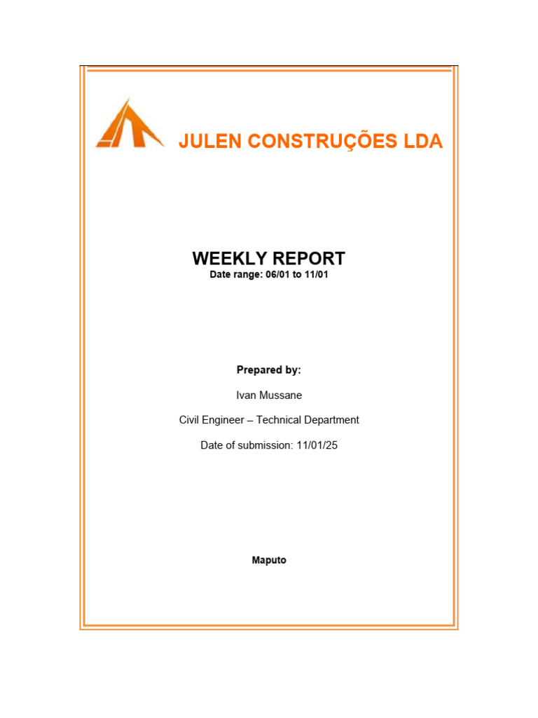 Ivan Mussane - Weekly Report 06-01 To 11-01 | PDF