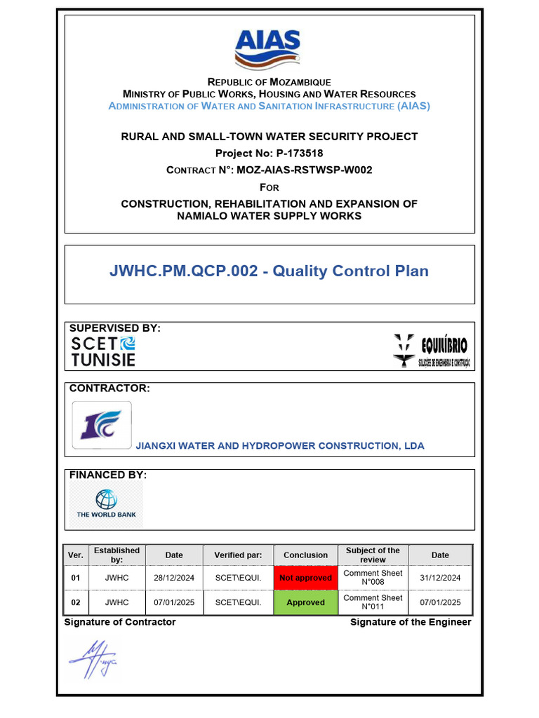JWHC - PM.QCP.002 - Quality Control Plan Rev.01 | PDF | Concrete | Audit