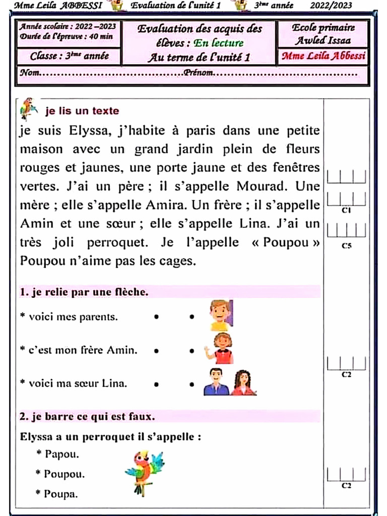 evaluation unité 1 | PDF