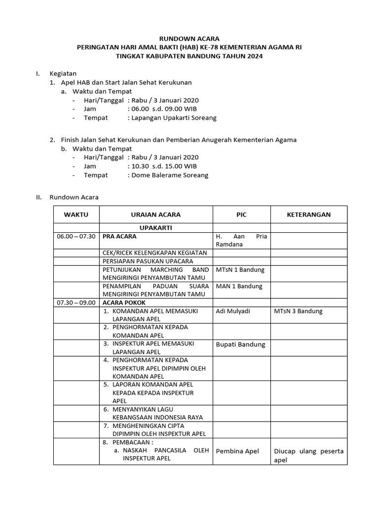 Rundown Acara Hab 78 | PDF