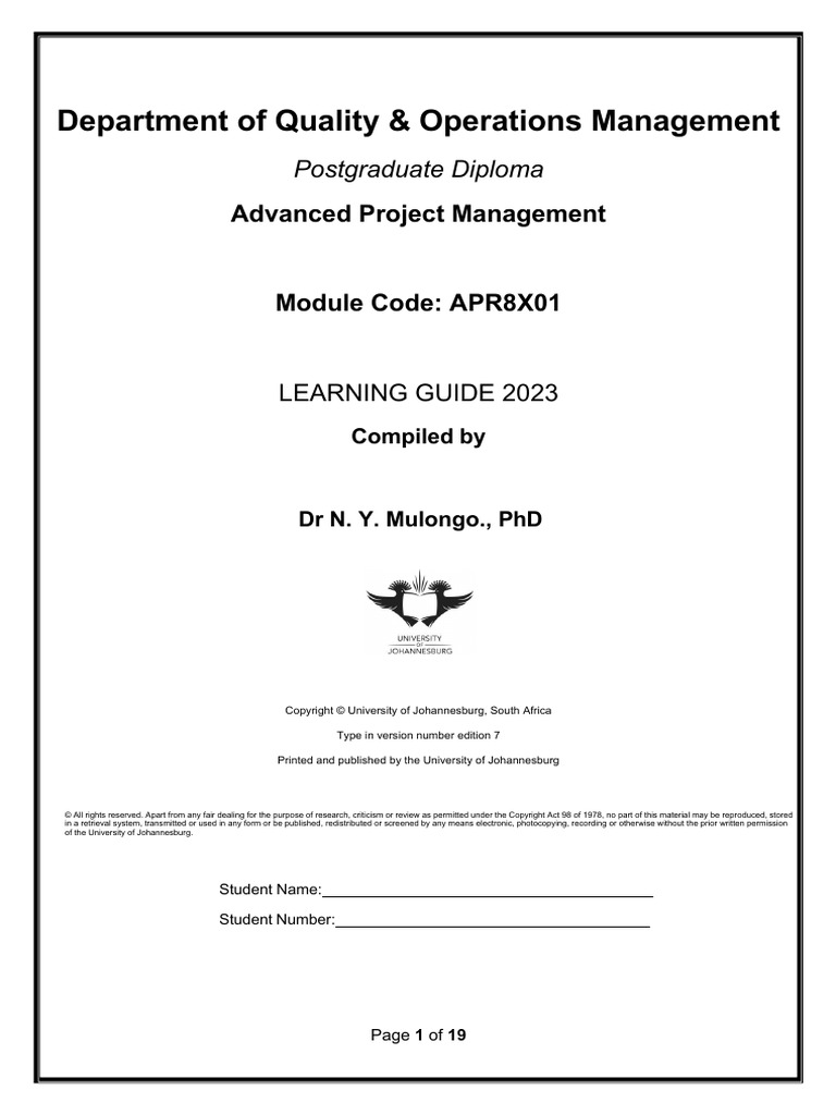 Learning Guide 2023 For Advanced Project Management.... 1 | PDF ...