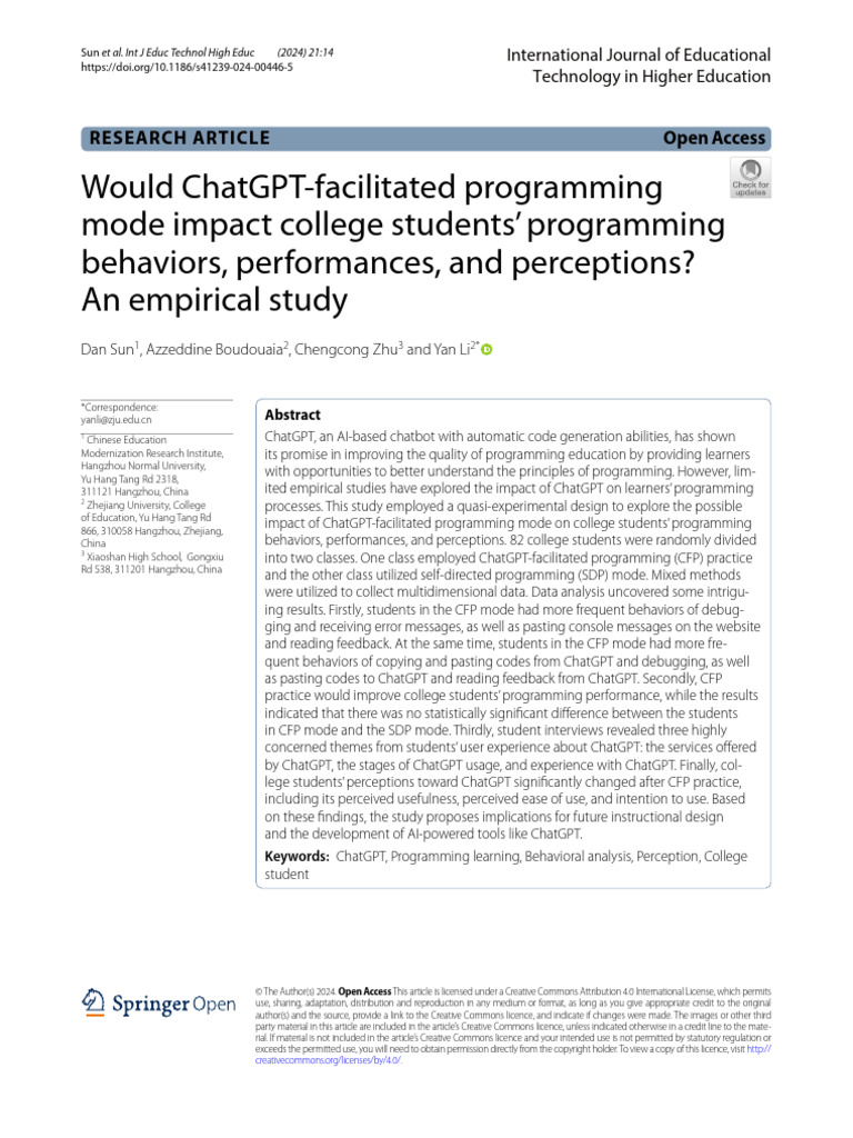 Would ChatGPT-facilitated Programming Mode | PDF | Artificial Intelligence | Intelligence (AI ...