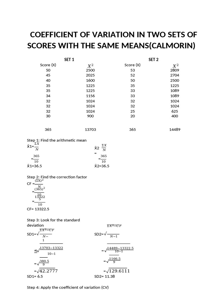 FOLDER 11 COV | PDF | Coefficient Of Variation | Descriptive Statistics